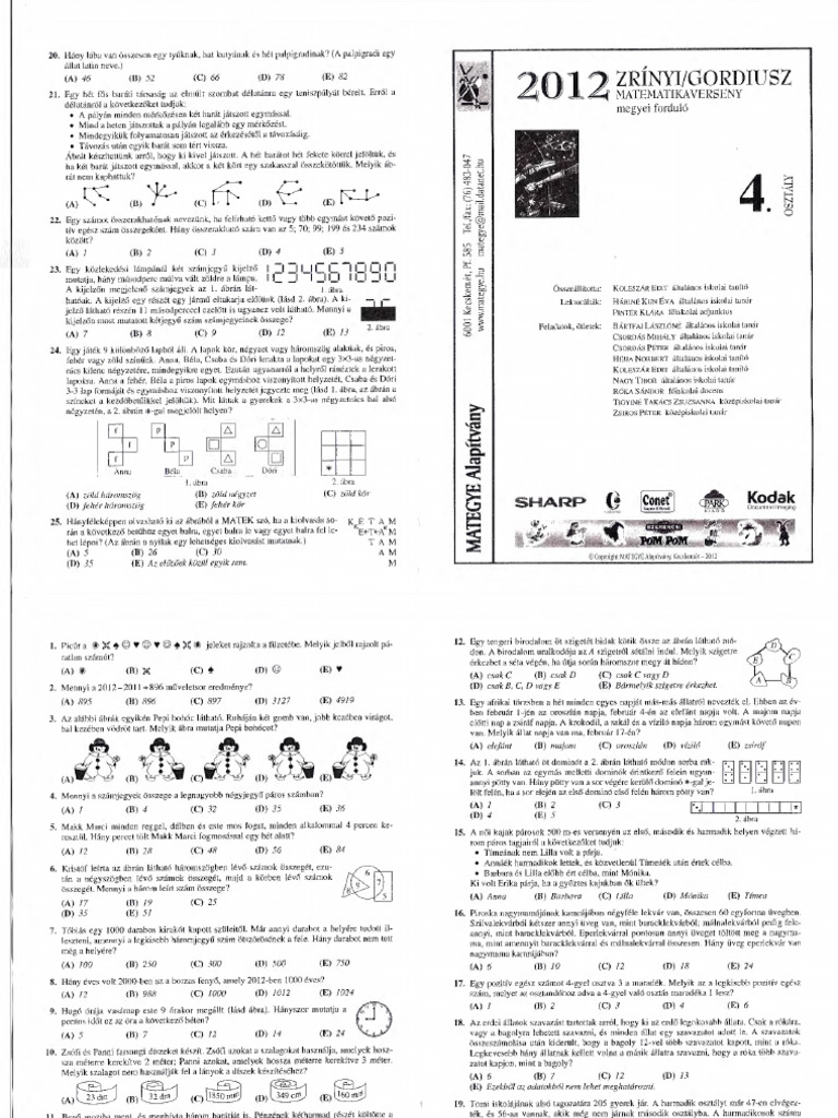 2012 - 4 Zrínyi Matek | PDF