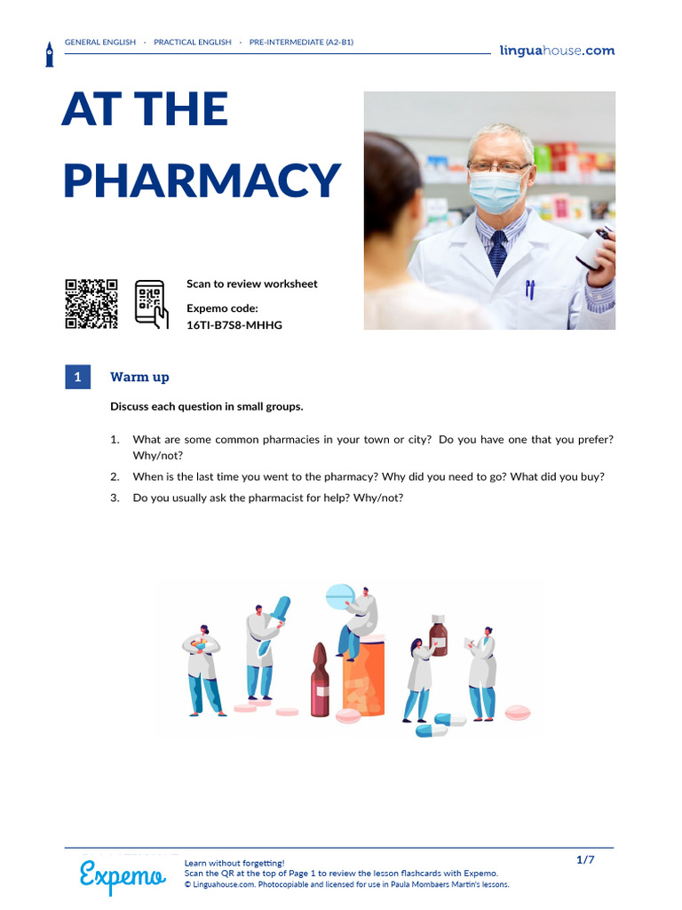 English Conversation at the Pharmacy | PDF | Pharmacist | Pharmacy