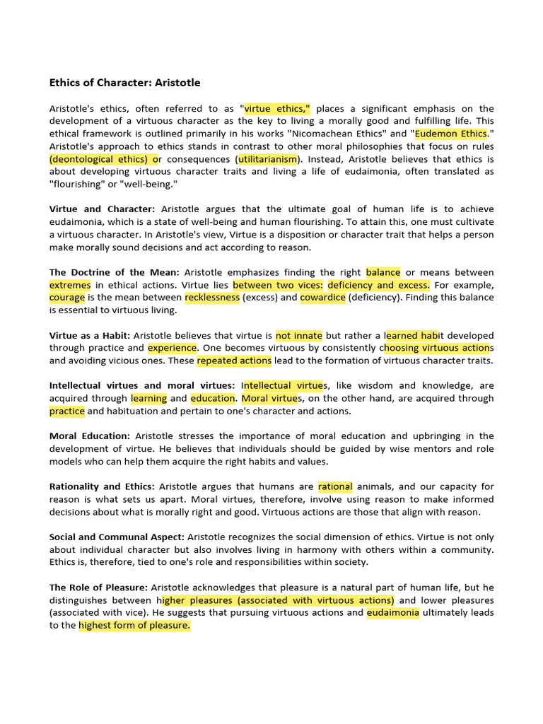 Aristotle Virtue Ethics Philosophy | PDF | Virtue | Virtue Ethics