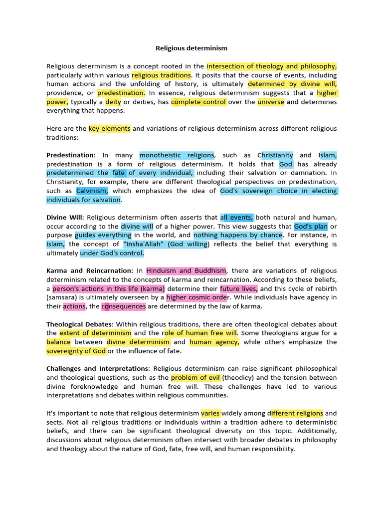 Religious Determinism Philosophy | PDF | Determinism | Predestination