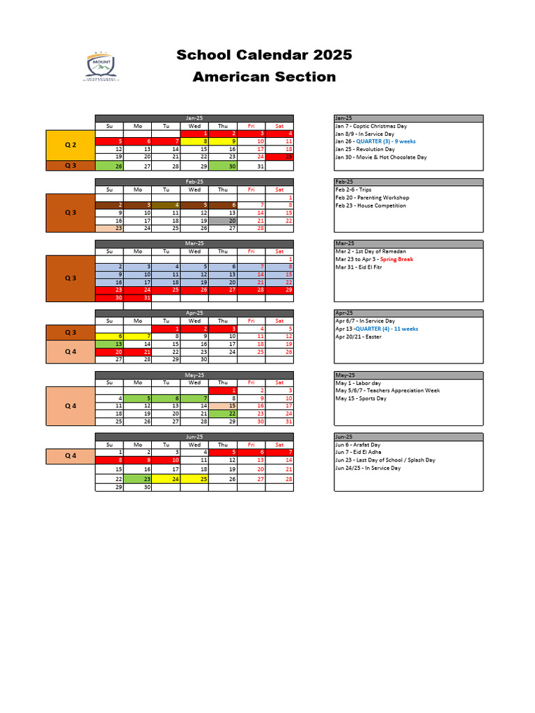 Updated Calendar 2025 - American Section | PDF