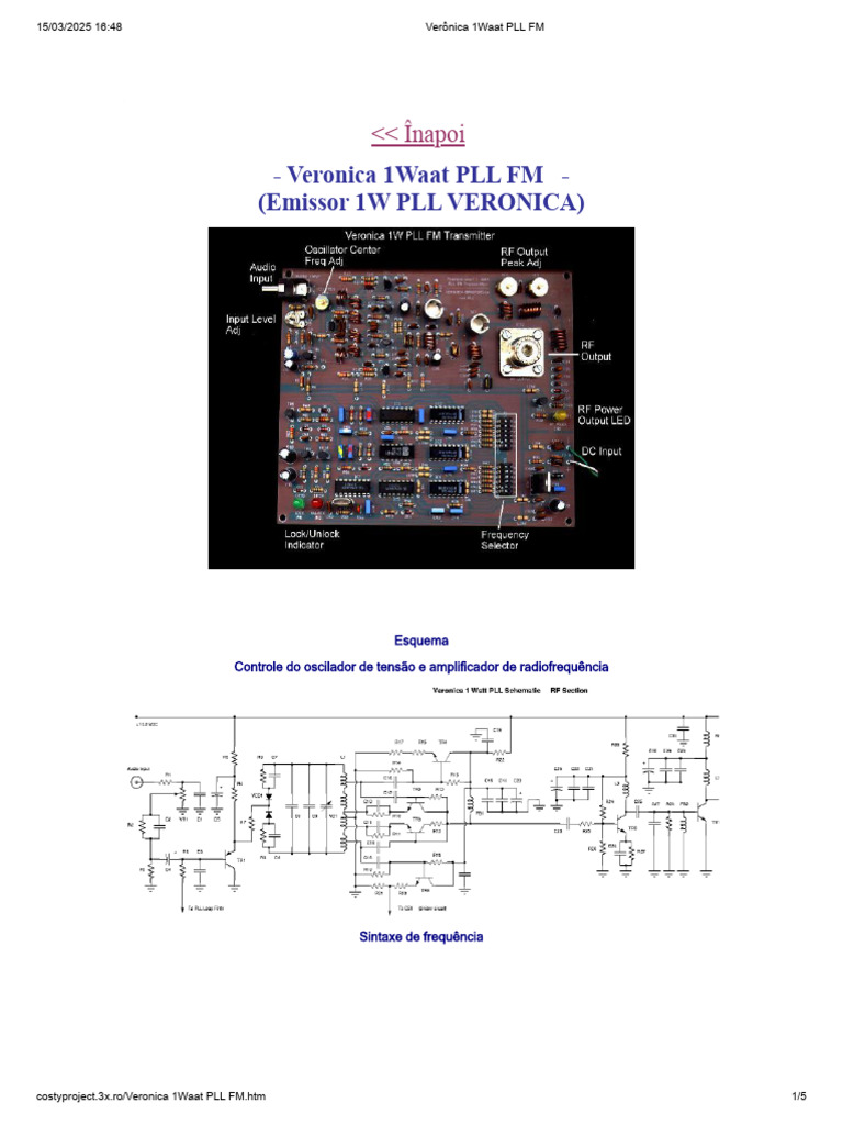 Emissor PLL FM Veronica 1Waat | PDF