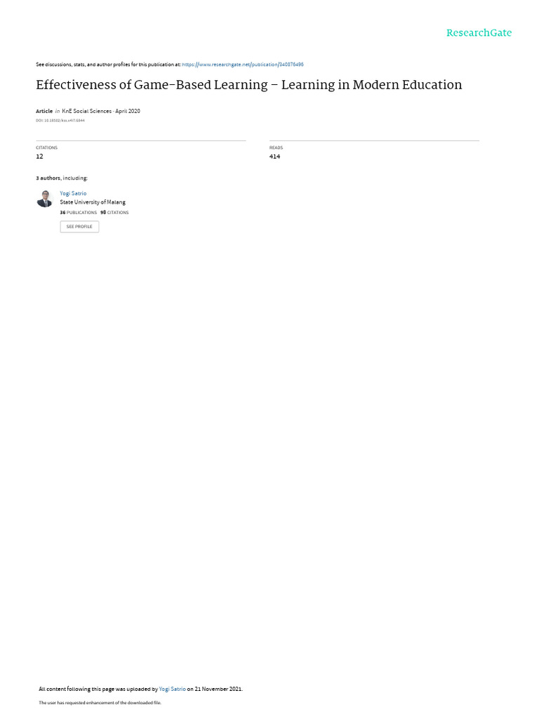 Effectiveness of Game-Based Learning - Learning in Modern Education ...