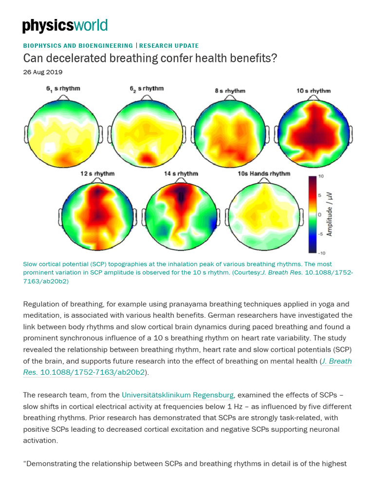 Can Decelerated Breathing Confer Health Benefits? - Physics World | PDF ...