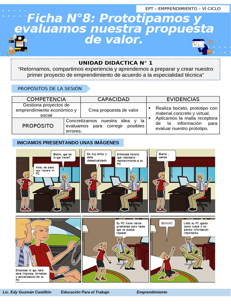 Ficha 08 Prototipamos y Evaluamos Nuestra Propuesta de Valor | PDF | El pensamiento de diseño ...