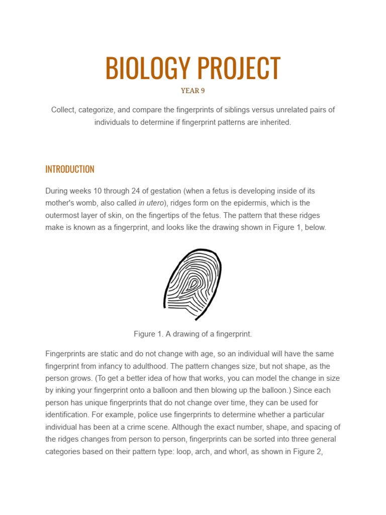 Inheriting Fingerprint Patterns: A Study | PDF | Fingerprint | Experiment