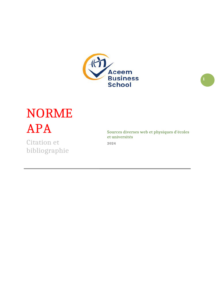NORME APA Citation Et Bibliographie ACEEM | PDF | Guillemet | Édition