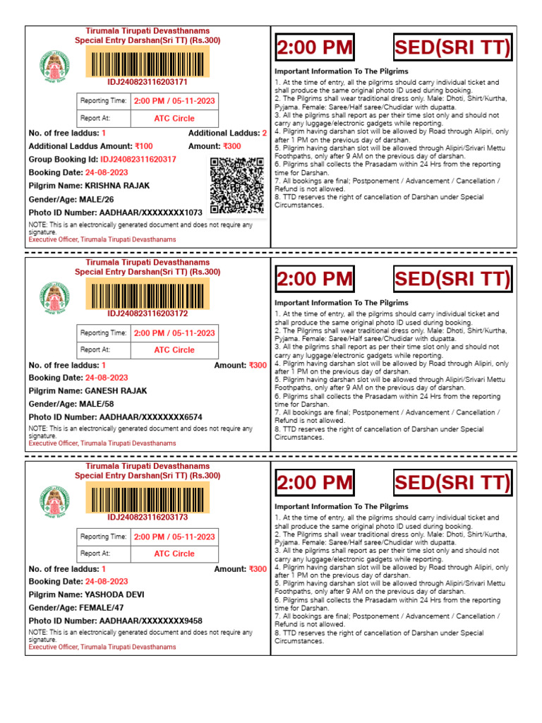 TTD Special Entry Darshan Guidelines | PDF | Vaishnavism