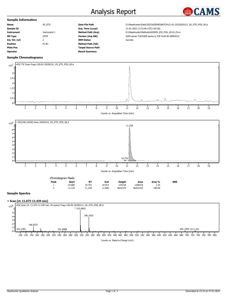MassHunter QTOF Analysis Report | PDF | Physical Sciences | Scientific ...