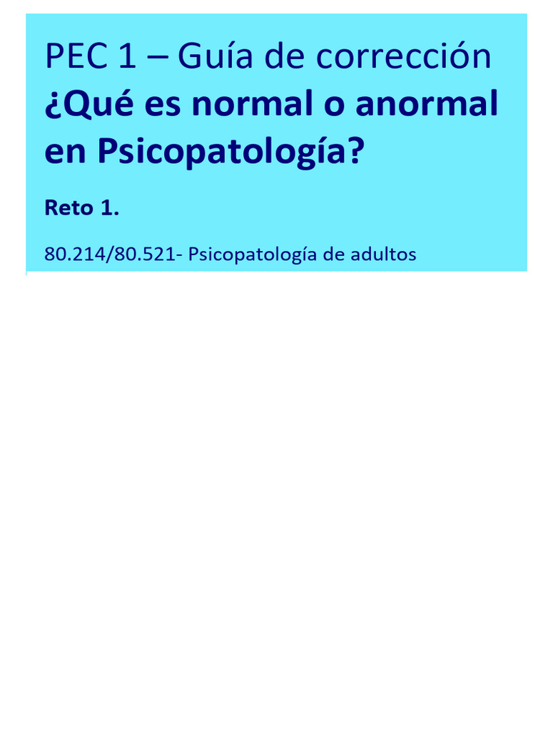 23 24 Sem1 PEC1 Respuestas | PDF | Trastorno mental | Ataque de pánico