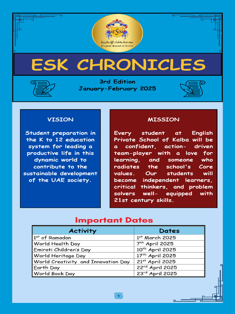 ESK Chronicles 3rd Edition Jan-Feb 2025 | PDF | Oral Hygiene | Creativity