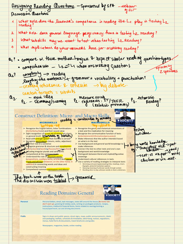 ELTWebinar - Designing Reading Items (Notes) | PDF