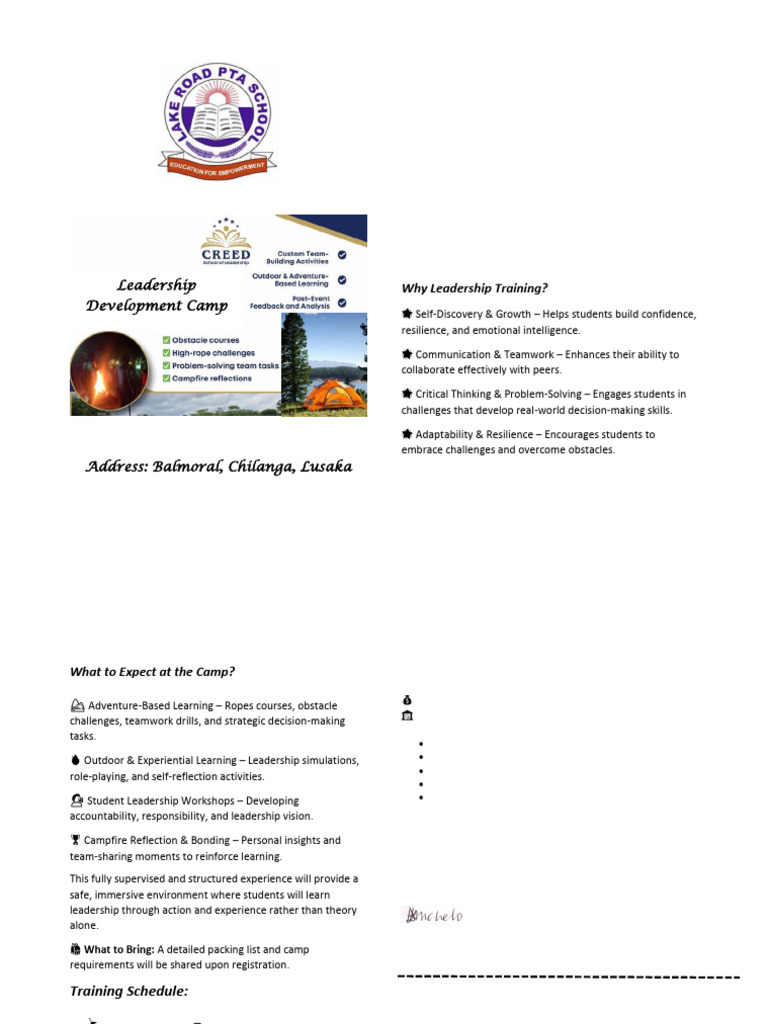 1.2 Lake Road Creed Camps | PDF | Leadership | Learning