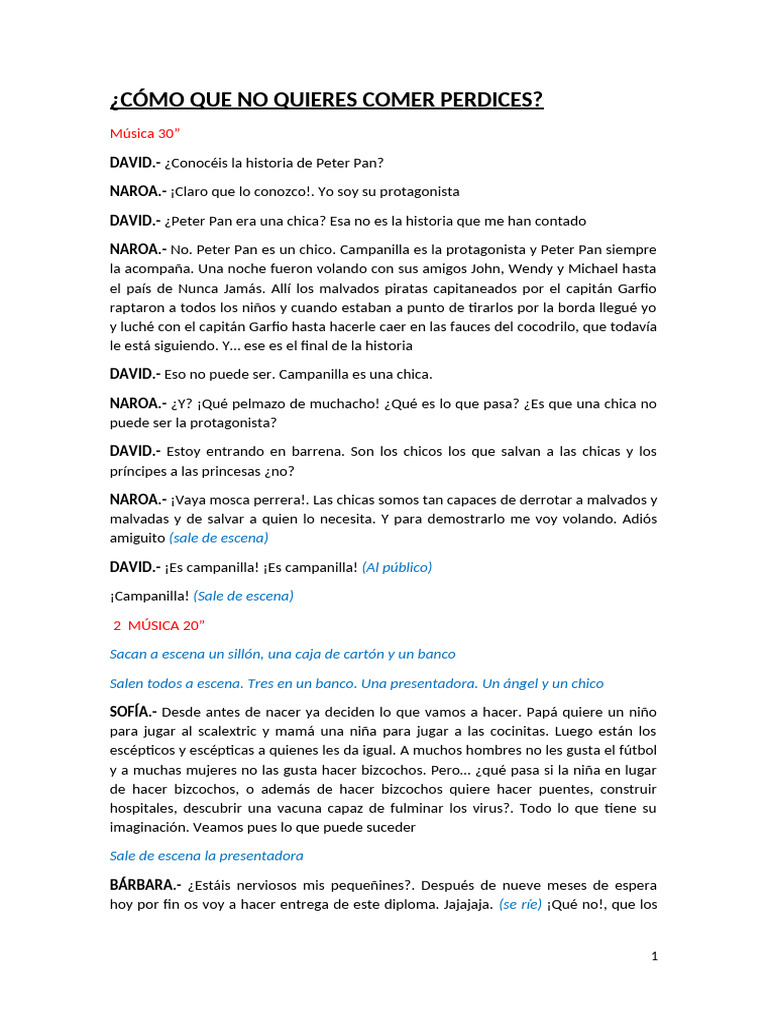 Cómo Que No Quieres Comer Perdices | PDF | Peter Pan
