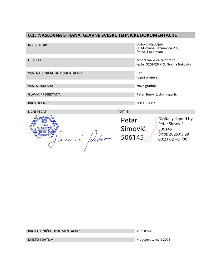 25.1.IDP - Sveska0 - Glavna Sveska - Montazna Kuca Za Odmor | PDF