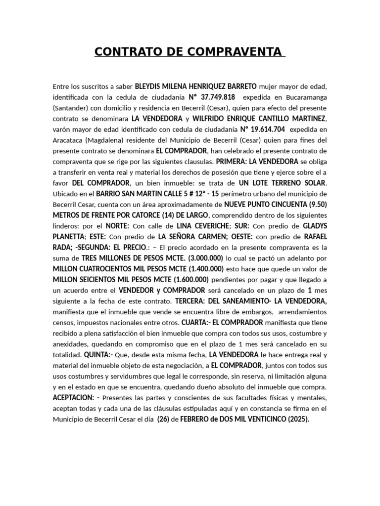 Contrato de Compraventa | PDF