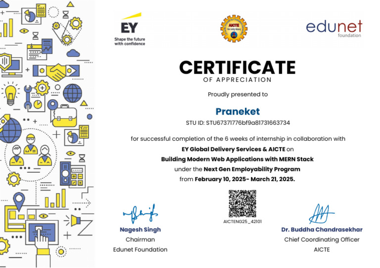 Internship Certificate for MERN Stack | PDF