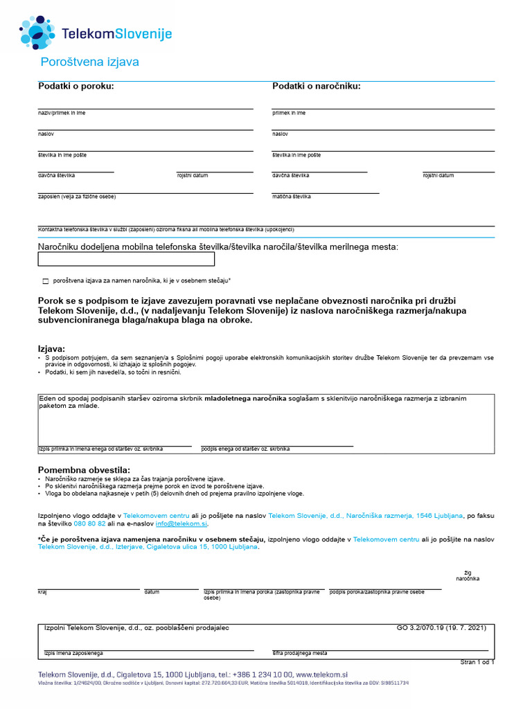 Poroštvena Izjava | PDF