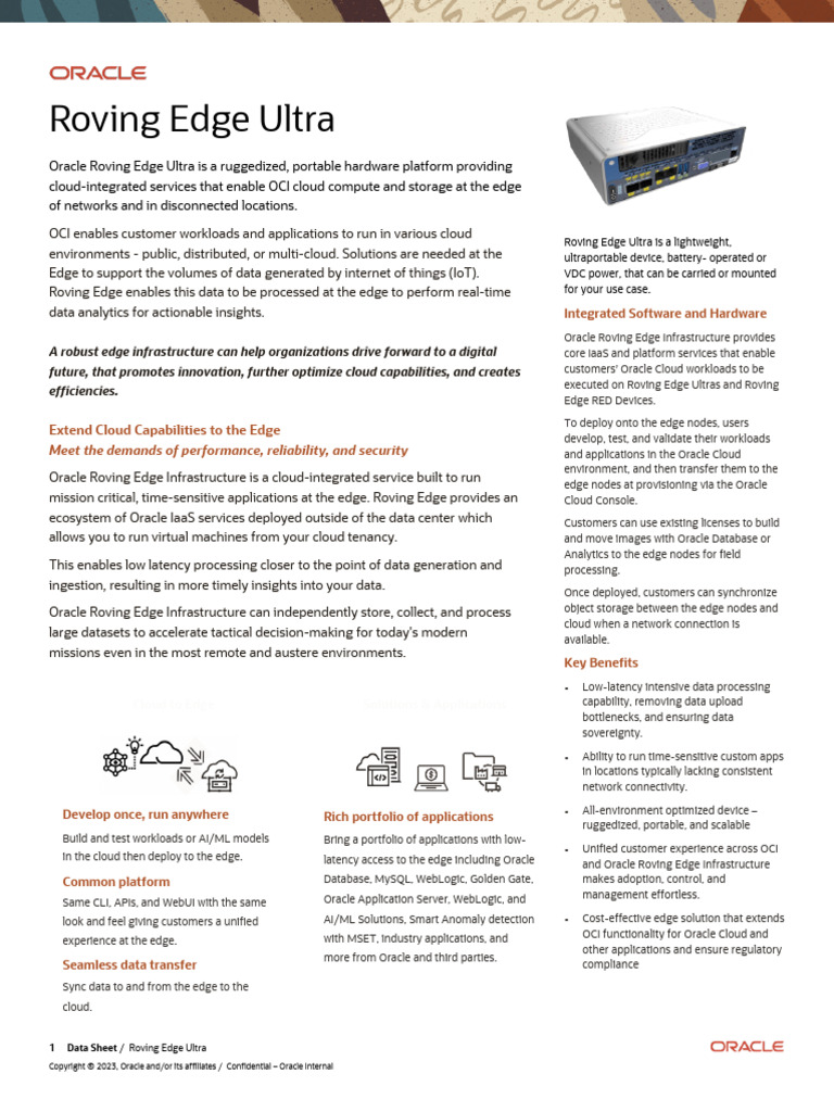 Data Sheet Roving Edge Ultra | PDF | Cloud Computing | Oracle Corporation
