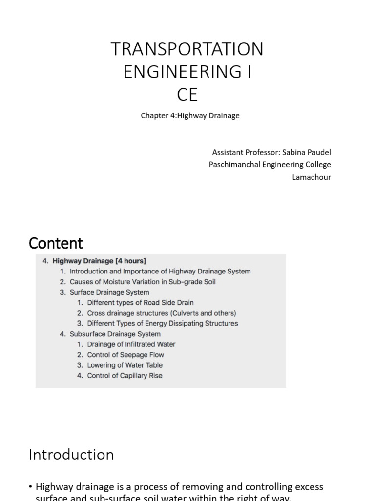 Chapter 4 Highway Drainage | PDF | Drainage | Storm Drain