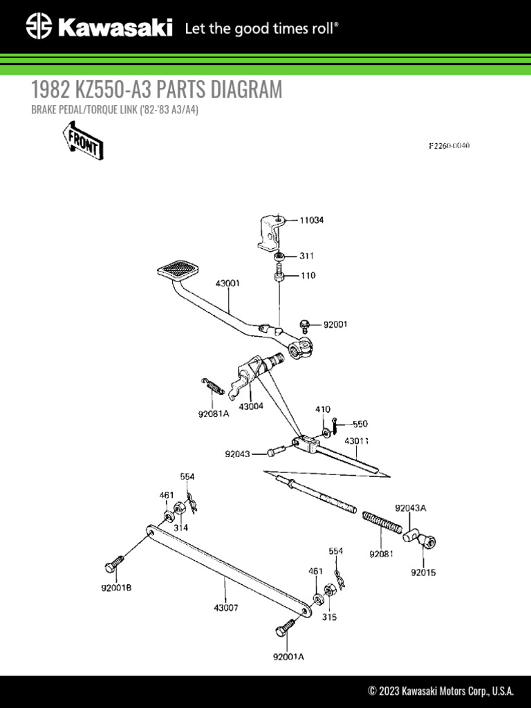 1982 Kz550-A3 Brake Pedal - Torque Link ('82-'83 A3 - A4) | PDF
