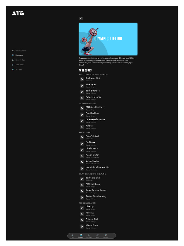 Programs - Olympic Lifting - ATG Members | PDF | Individual Sports ...