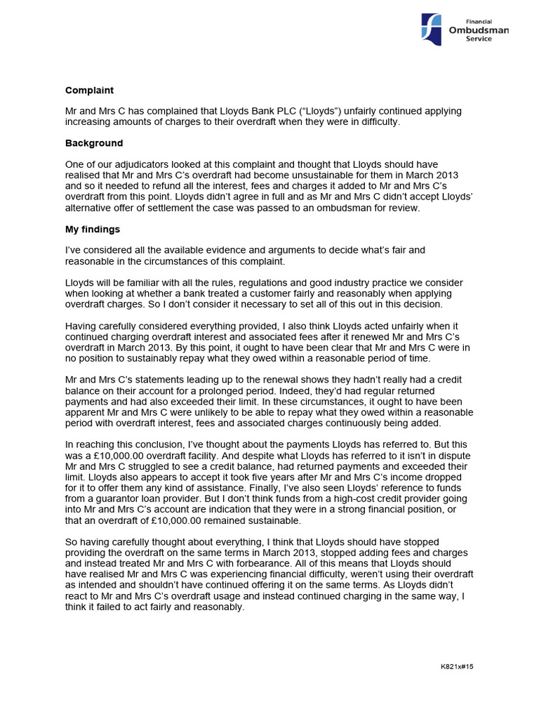 Lloyds Bank Overdraft Charges Refund | PDF | Overdraft | Interest