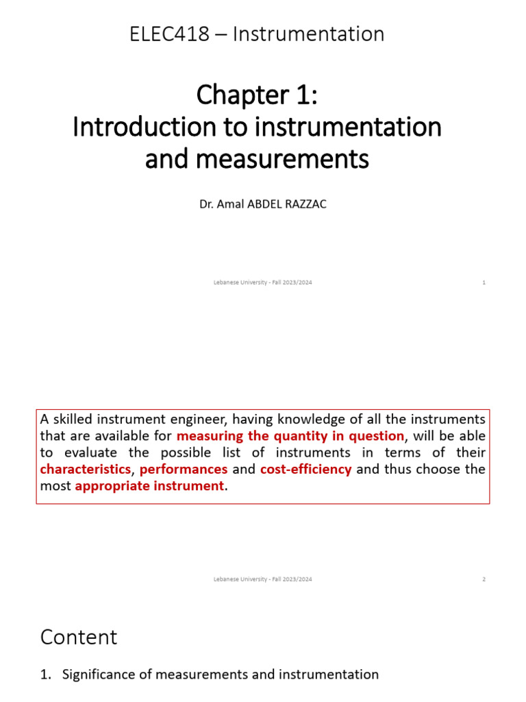 Chapter 1 - Introduction To Instrumentation and Measurements | PDF ...