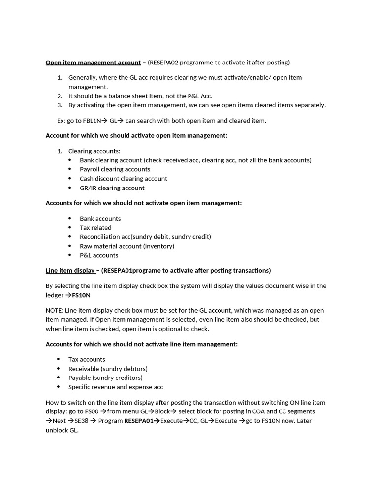 Open Item Management Activation Guide | PDF