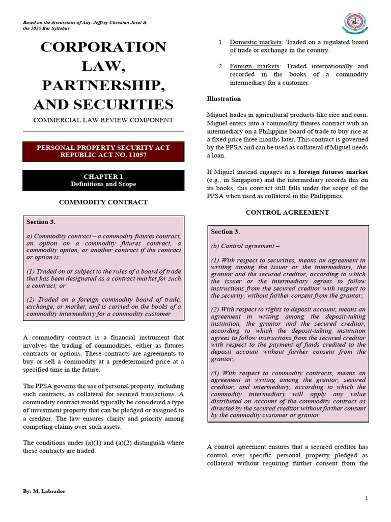 Corporation Law Partnership and Securities NOTES V2 | PDF | Security ...