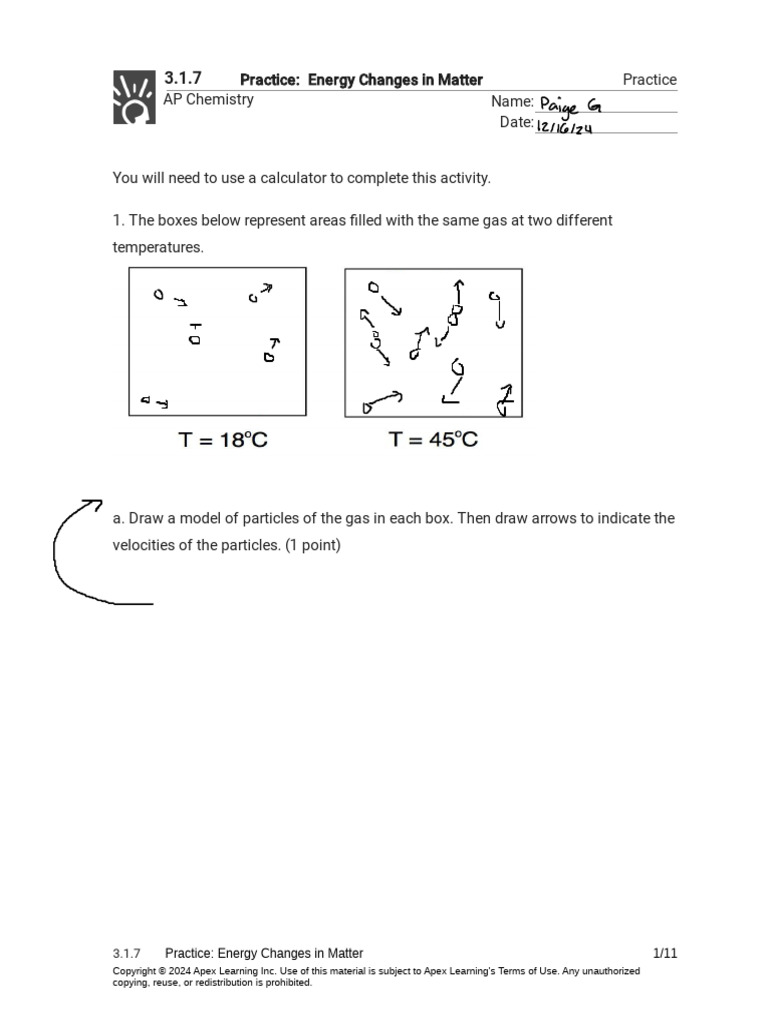 Energy Changes in Matter Practice | PDF | Temperature | Water