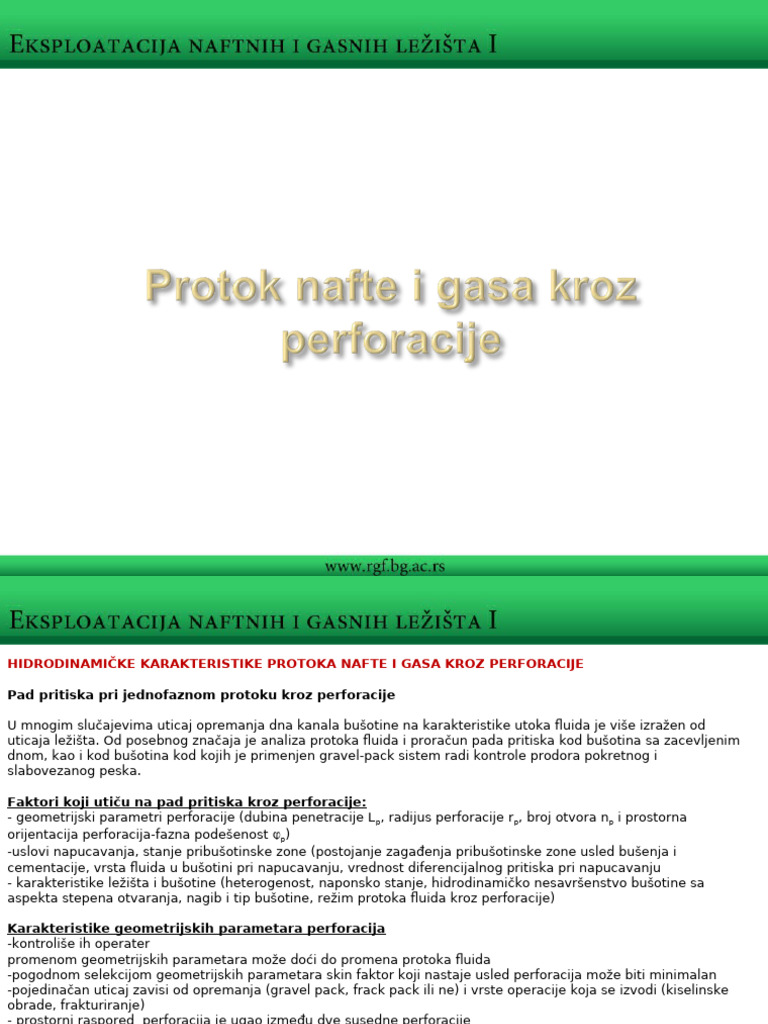 1, Protok Nafte I Gasa Kroz Perforacije | PDF