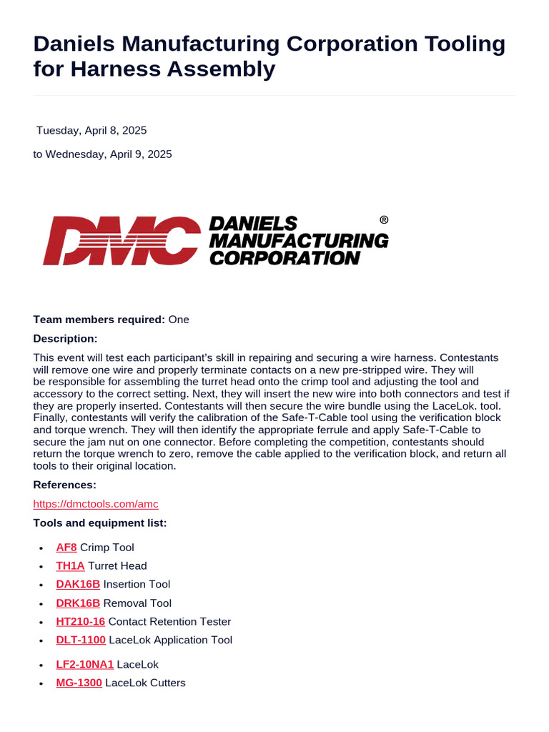 Daniels Manufacturing Corporation Tooling For Harness Assembly | PDF ...