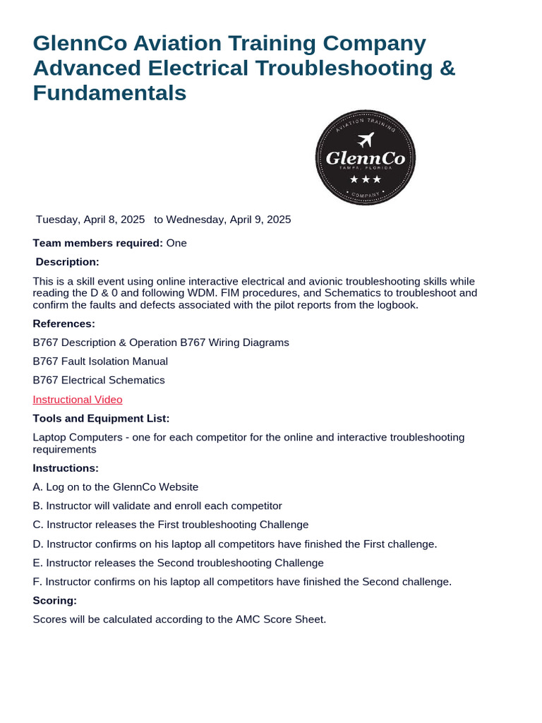 GlennCo Aviation Training Company Advanced Electrical Troubleshooting | PDF