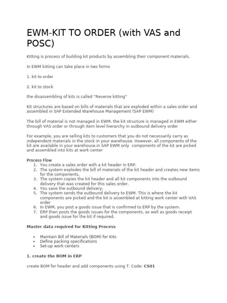 EWM-KIT TO ORDER (With VAS and POSC) | PDF | Computing