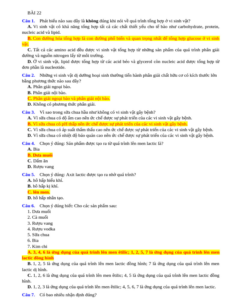 TRẮC NGHIỆM CHƯƠNG 7 - HS | PDF