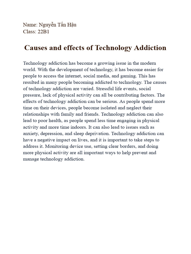 Causes and effects of Technology Addiction | PDF