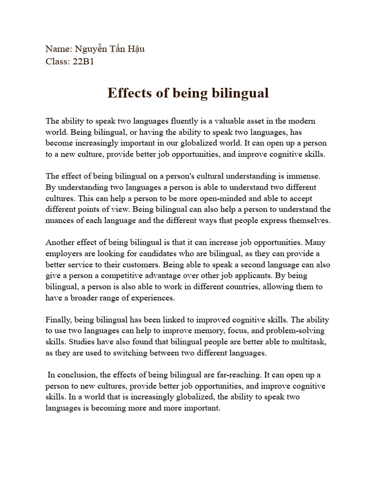 Benefits of Being Bilingual | PDF
