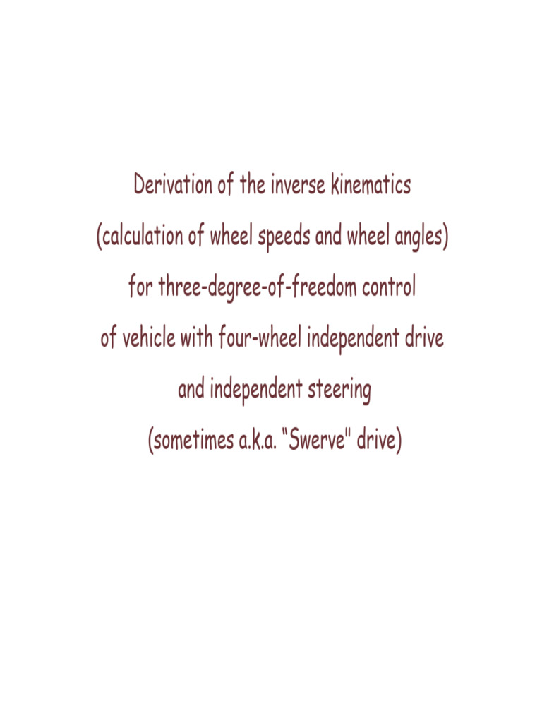 Swerve Inverse Kinematics Explanation | PDF | Kinematics | Rotation