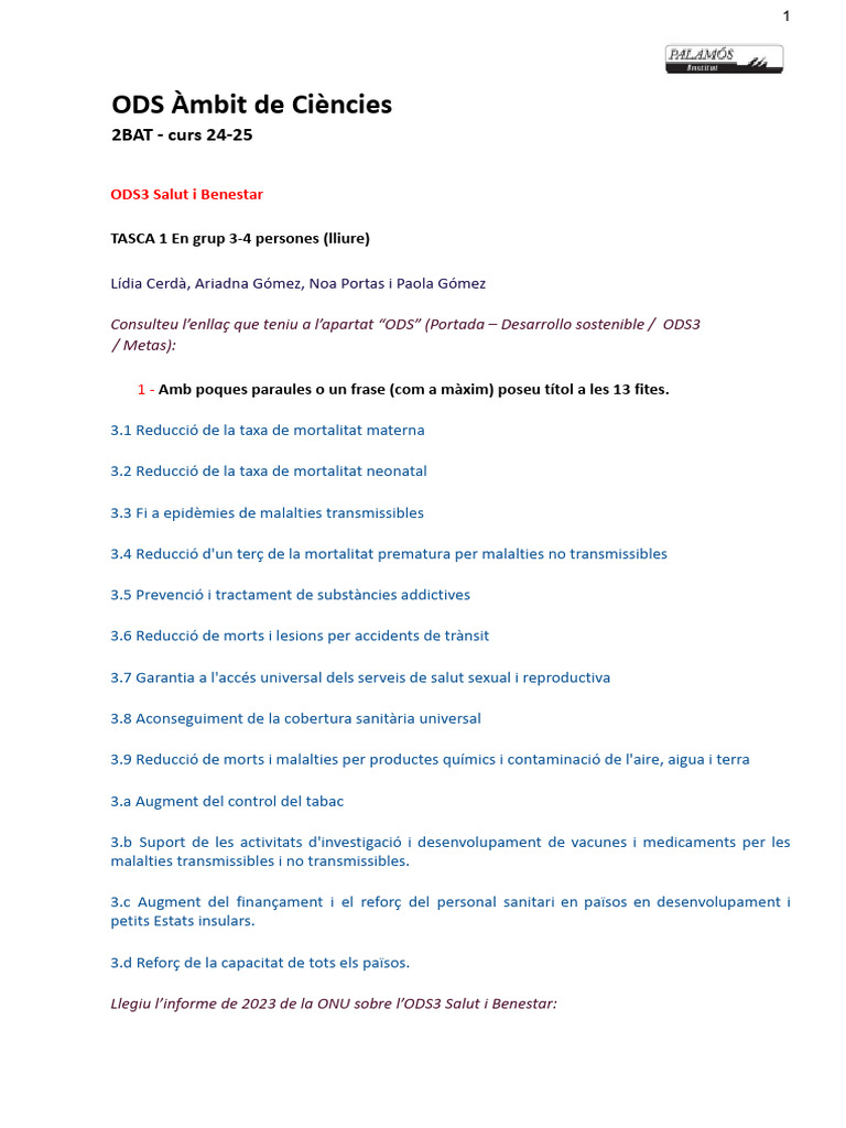 ODS3 - Tasca 1 | PDF