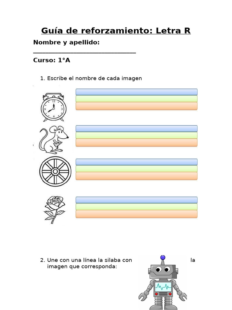 Guía de Reforzamiento Letra R RR | PDF