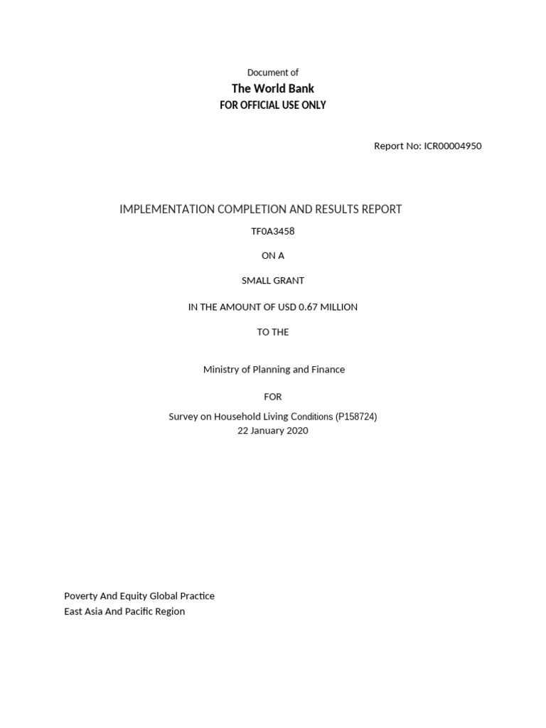 Implementation Completion and Results Report ICR Document Survey On ...