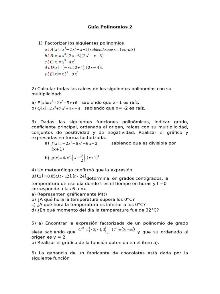 Guía Polinomios 2 | PDF | Factorización | Ciencia computacional