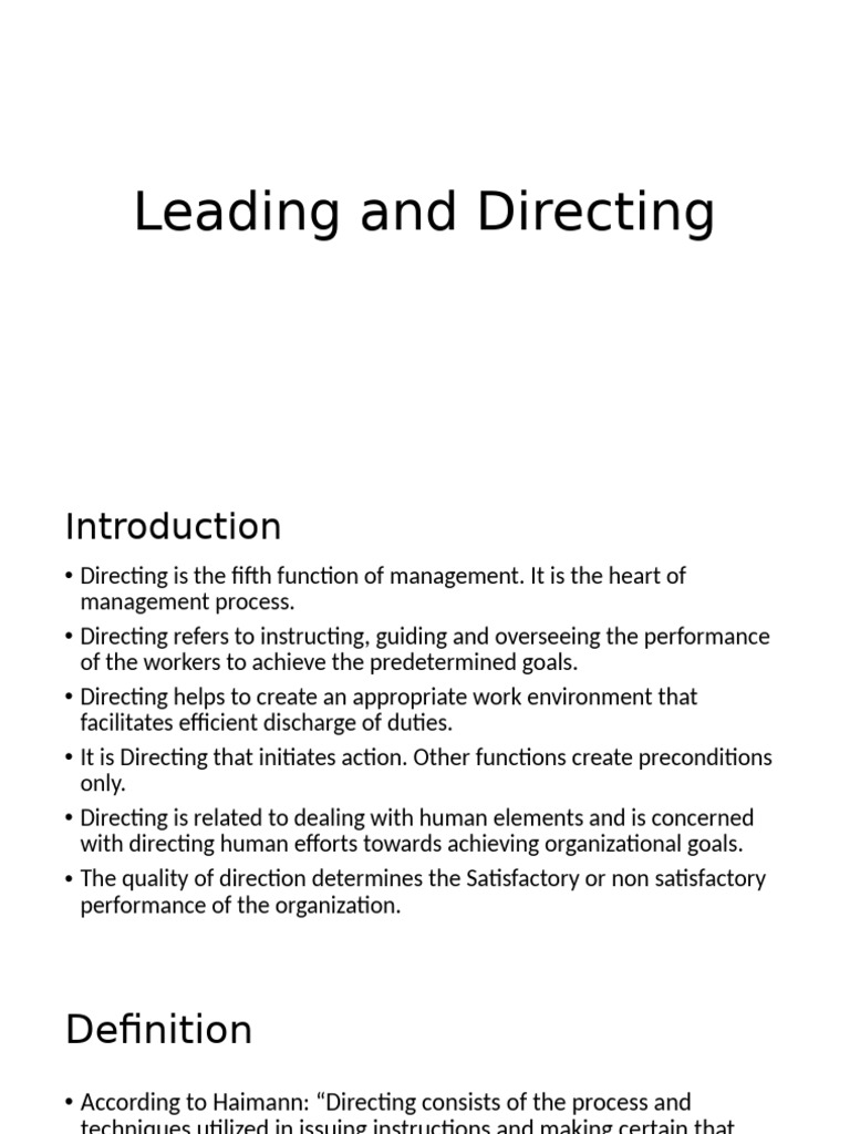 Leading and Directing | PDF | Leadership | Motivational