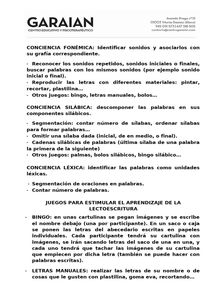 Conciencia Fonémica | PDF