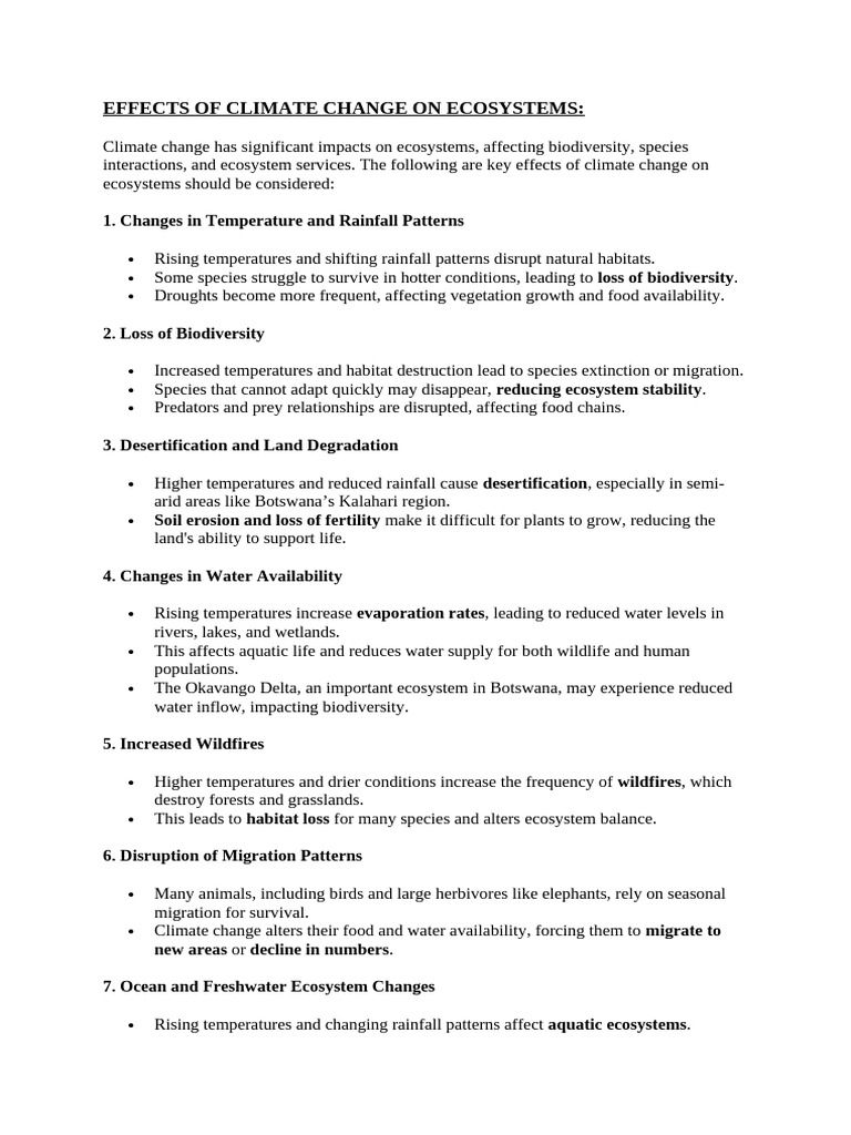 Notes Ecology - EFFECTS OF CLIMATE CHANGE ON ECOSYSTEMS (OBE) | PDF ...