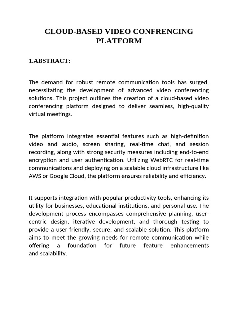 CLOUD BASED VIDEO CONFERENCING PLATFORM | PDF | Cloud Computing | Login