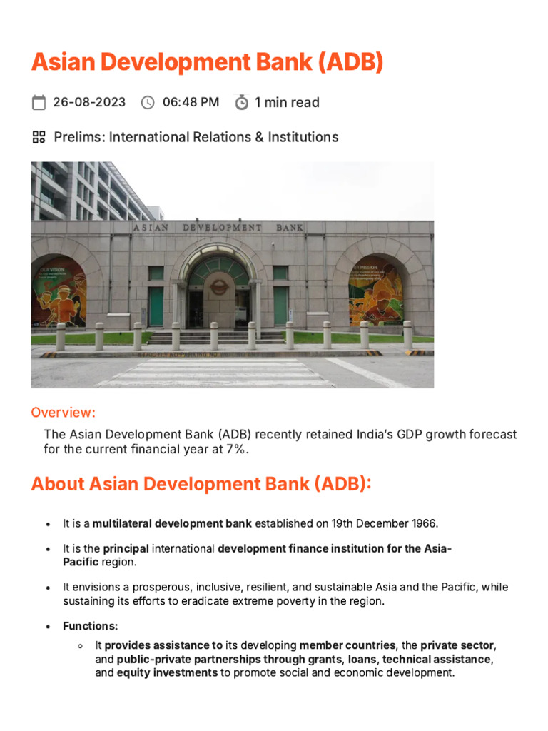 Asian Development Bank (ADB) | PDF | Asian Development Bank | Asian ...