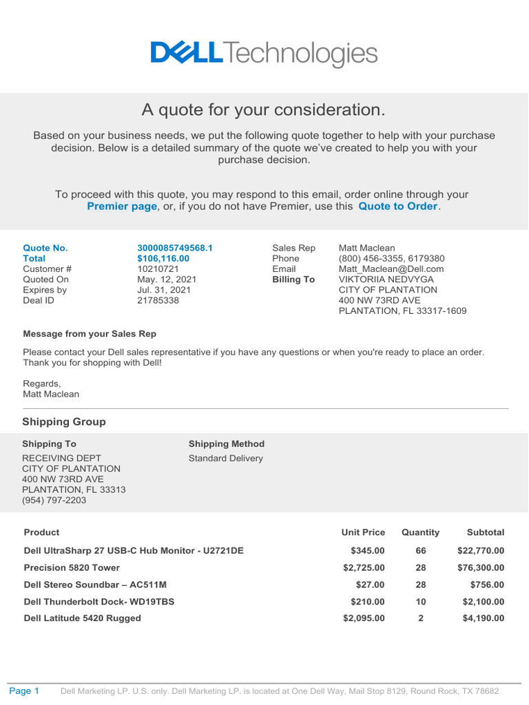 Hardware_Upgrade_Quote | PDF | Invoice | Dell