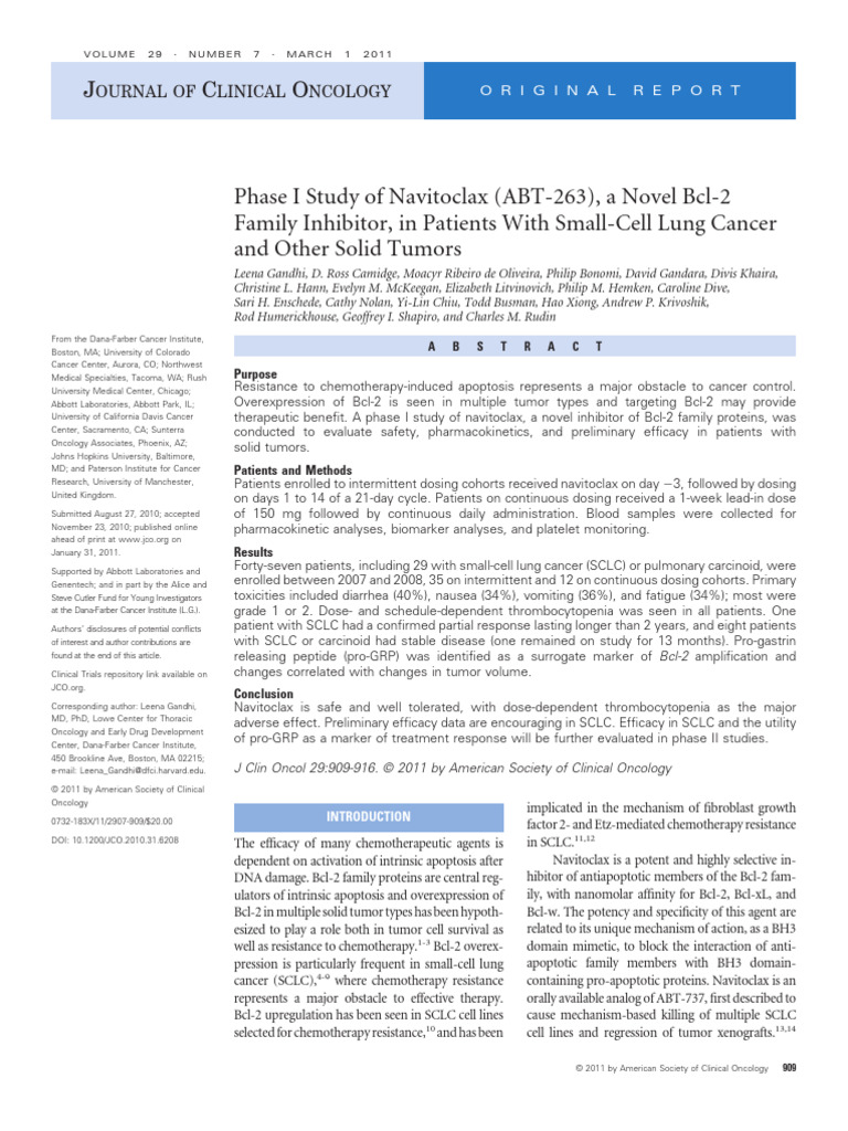 Navitoclax in Small-Cell Lung Cancer Study | PDF | Bcl 2 | Chemotherapy